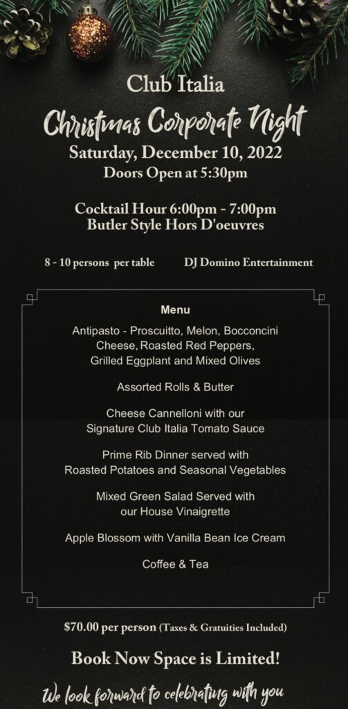 Club Italia Events - Club Italia Wedding & Conference Centre